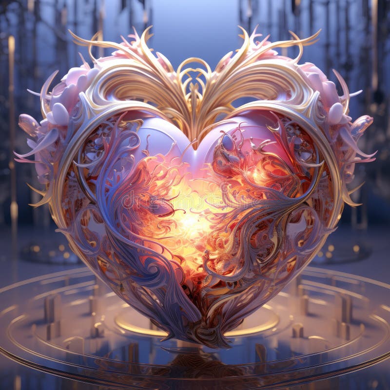 Fractal Heart. Digital Artwork for Creative Graphic Design. Abstract Geometric Composition Stock ...