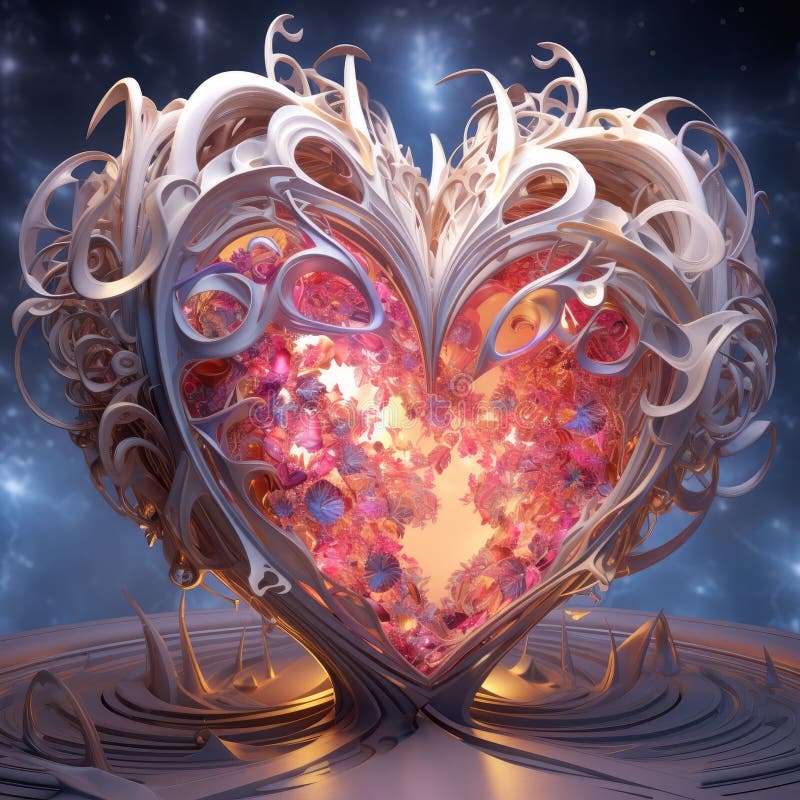 Fractal Heart. Digital Artwork for Creative Graphic Design. Abstract ...
