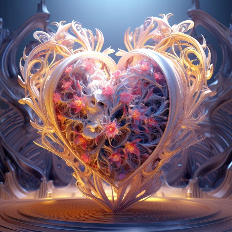 Fractal Heart. Digital Artwork for Creative Graphic Design. Abstract ...