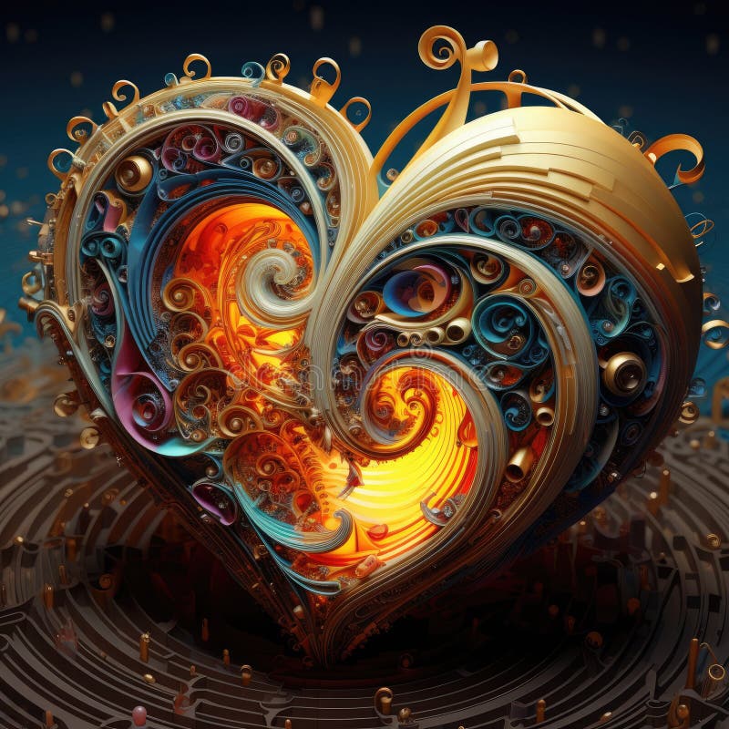 Fractal Heart. Digital Artwork for Creative Graphic Design. Abstract ...