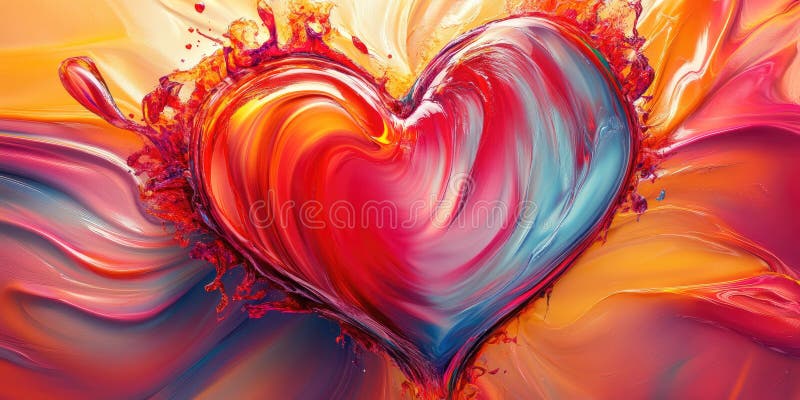 Fractal Heart: Red and Black Abstract Design, Textured Surface and ...