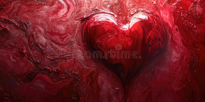 Fractal Heart: Red and Black Abstract Design, Textured Surface and ...