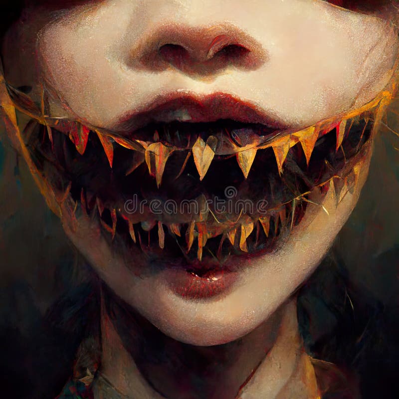 Monster with Teeth and Sharp Teeth Stock Illustration - Illustration of organ, fractal: 276088127