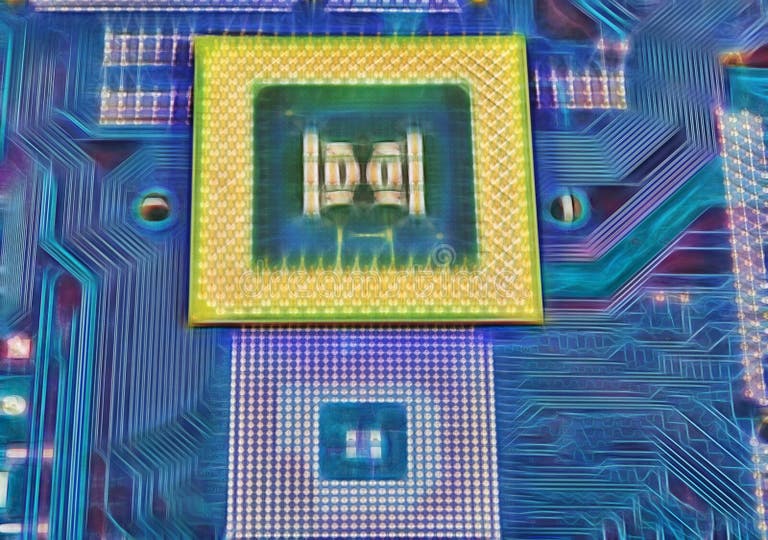 Fractal Image of CPU on the Motherboard Stock Photo - Image of circuit, board: 145232130