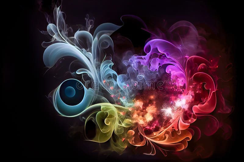 Fractal Light and Smoke Abstract Background. Generative AI, Generative ...
