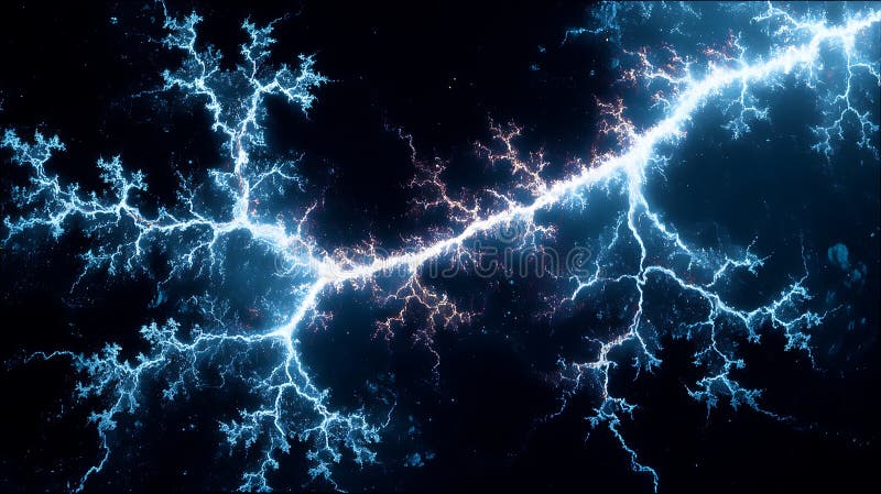 Fractal Lightning Pattern with a Prominent Central Bolt and Branching ...