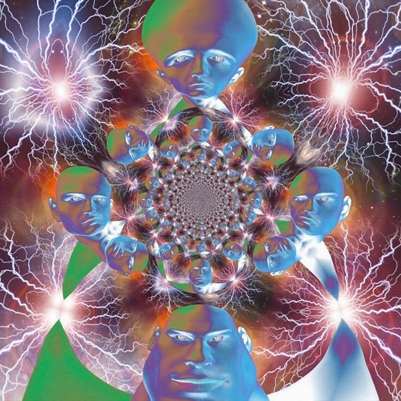 Fractal of lightnings stock illustration. Illustration of colorful ...