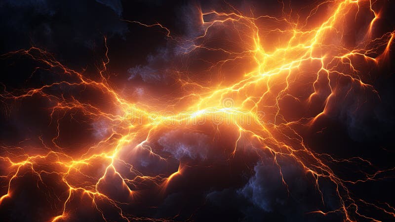 Fractal Line of Colorful Lightning Bolts. Abstract Energy Burst ...