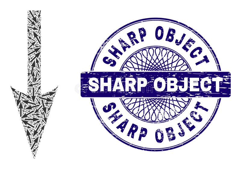Sharp Arrow Down Fractal Collage of Sharp Arrow Down Icons and Distress ...
