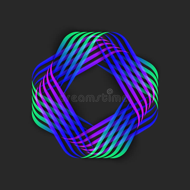 Fractal Pattern Logo from Thin Intertwined Parallel Lines, Two Squares ...