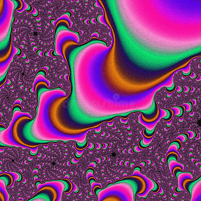 Gaudy Fractal Pattern in Neon Colors Stock Illustration - Illustration ...
