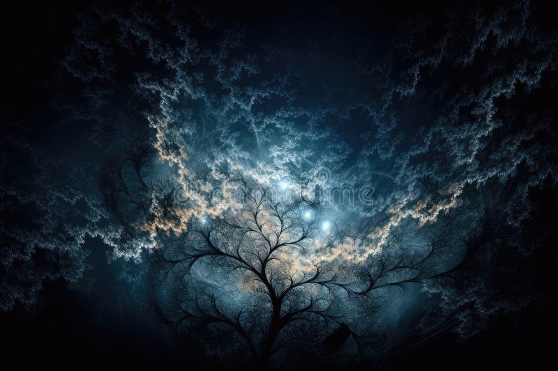 Fractal Pattern Overlaid on a Starry Night Sky Stock Illustration ...