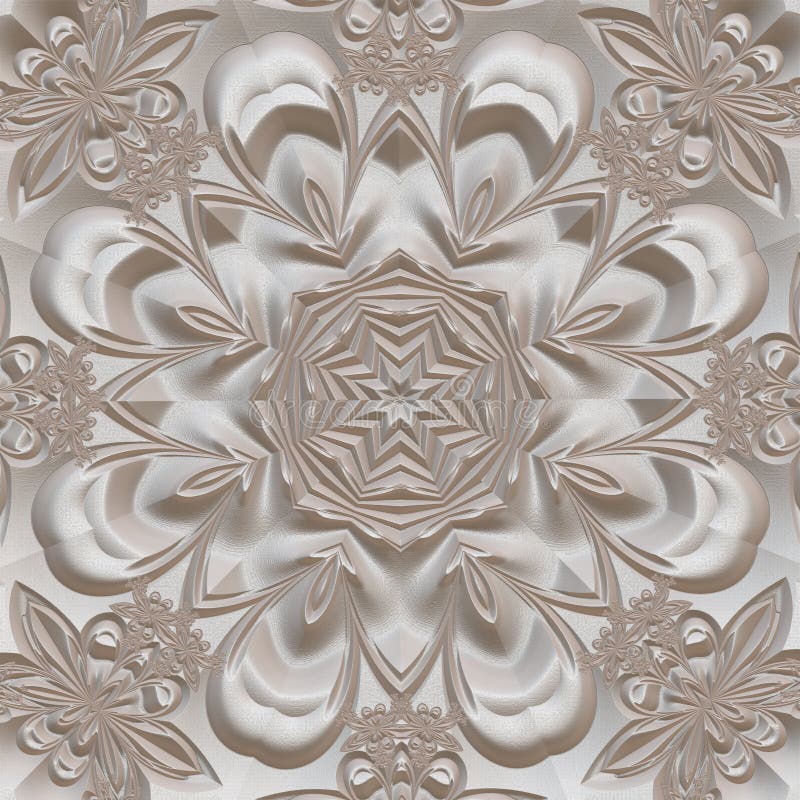 Fractal Pattern in the Style of Stucco Bas-relief on a Gray Stone Wall ...