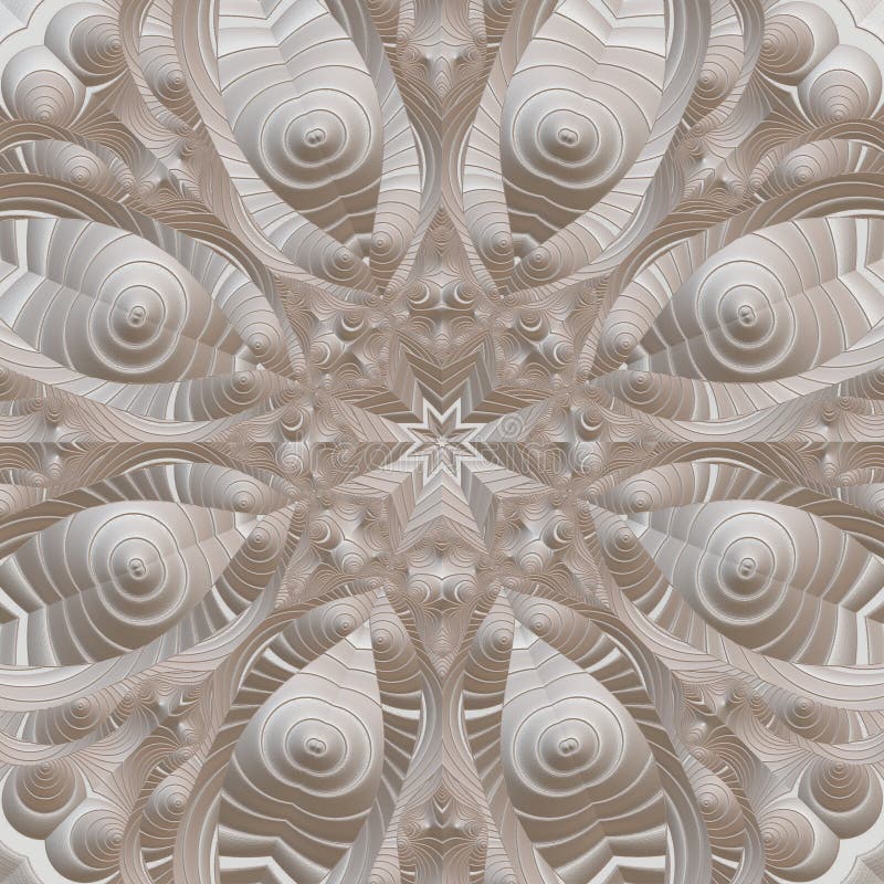 Fractal Pattern in the Style of Stucco Bas-relief on a Gray Stone Wall ...