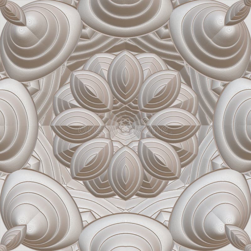 Fractal Pattern in the Style of Stucco Bas-relief on a Gray Stone Wall ...