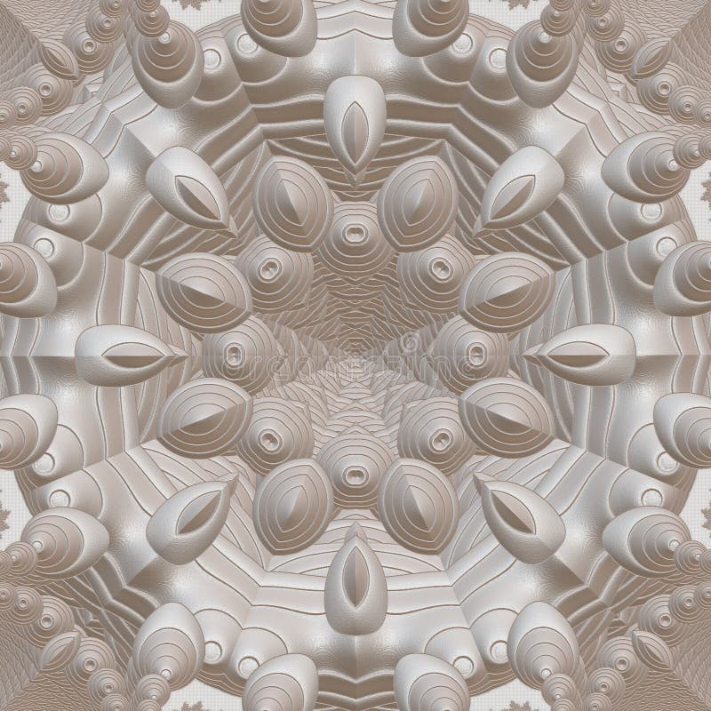 Fractal Pattern in the Style of Stucco Bas-relief on a Gray Stone Wall ...