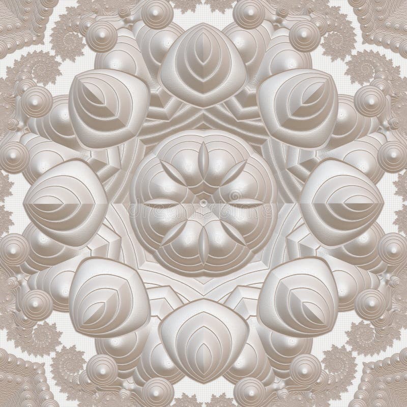 Fractal Pattern in the Style of Stucco Bas-relief on a Gray Stone Wall ...