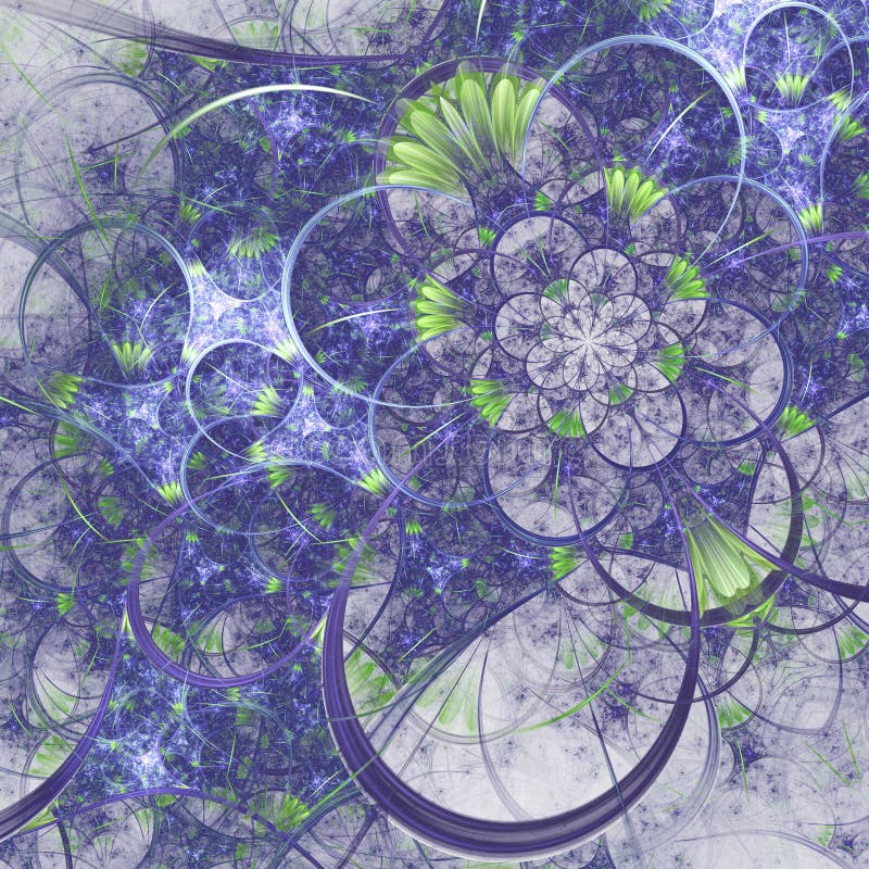 Fractal Pattern with Tiny Flowers Stock Illustration - Illustration of ...