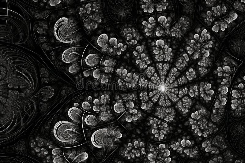 Fractal Patterns and Geometry on a Black and White Canvas Stock ...