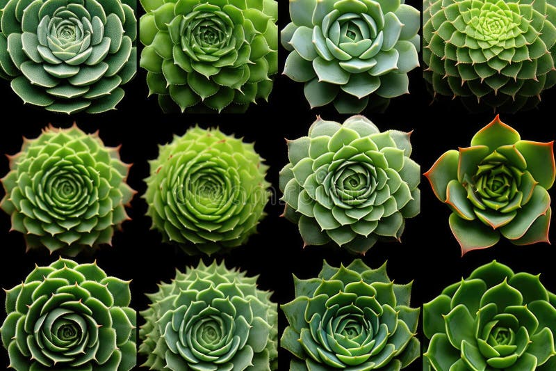 Fractal Patterns in Succulent Plants Showing Variations Stock Image ...