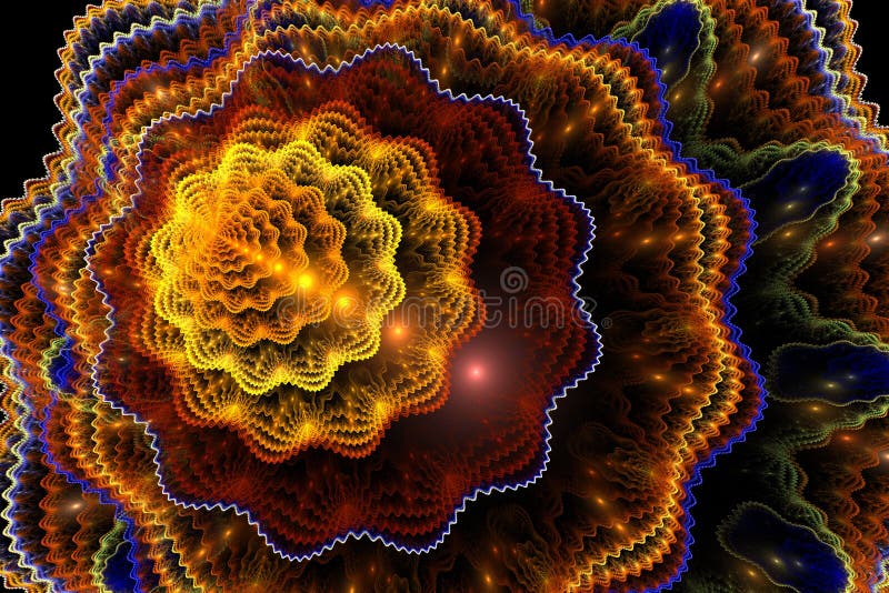 Fractal - Tropical Flowers And Spirals Stock Illustration ...