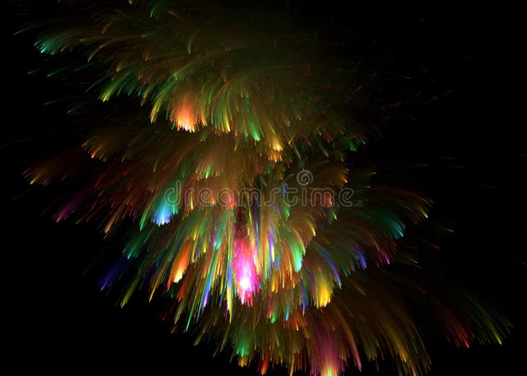 Fractal Shining Cascade Fireworks Background Stock Illustration ...