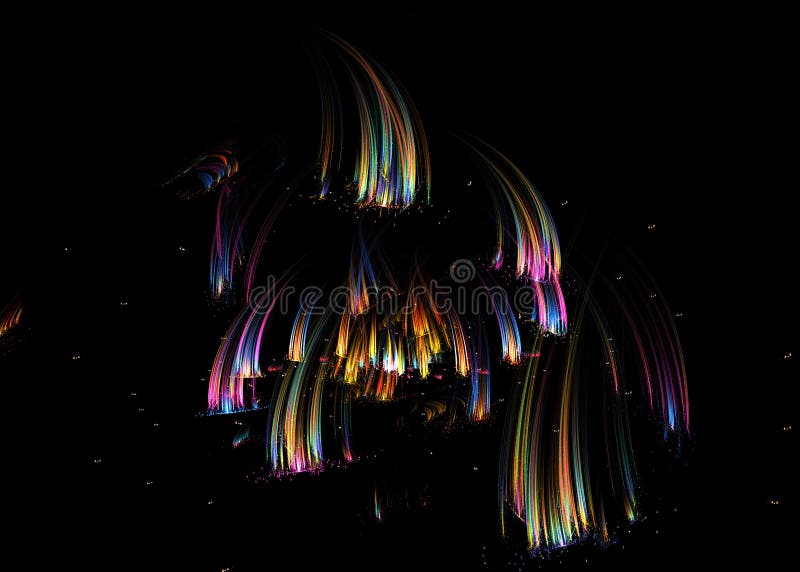 Fractal Shining Cascade Fireworks Background Stock Illustration ...
