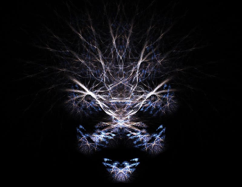 Fractal Colorful Silk Wave Demon, Creature with Wings on Black Color ...