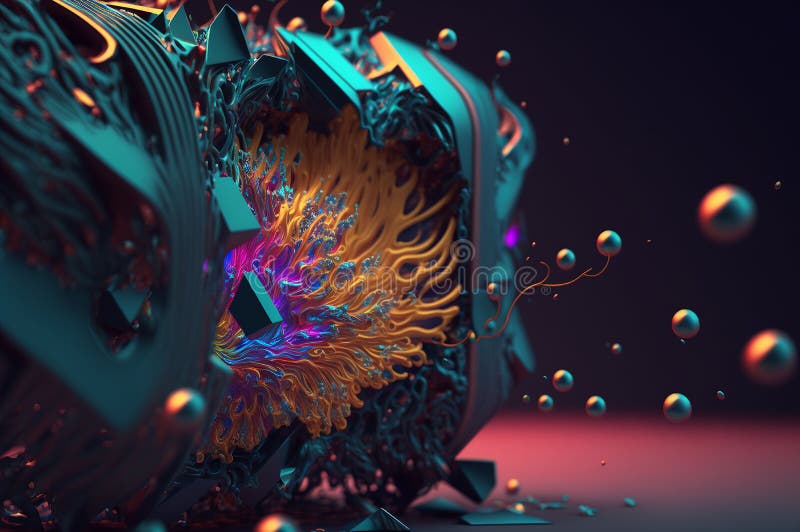 Fractal Love Exploding Like a Structure in Different Shapes Stock ...