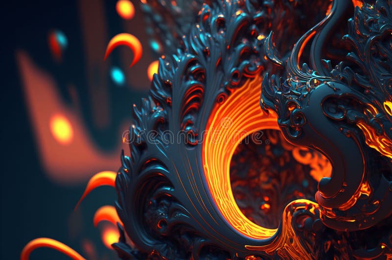 A Fractal Structure with Shapes Like Water and Intense Colors Stock ...
