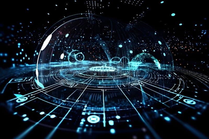 Fractal Technology Realms. Generative AI. Stock Illustration ...