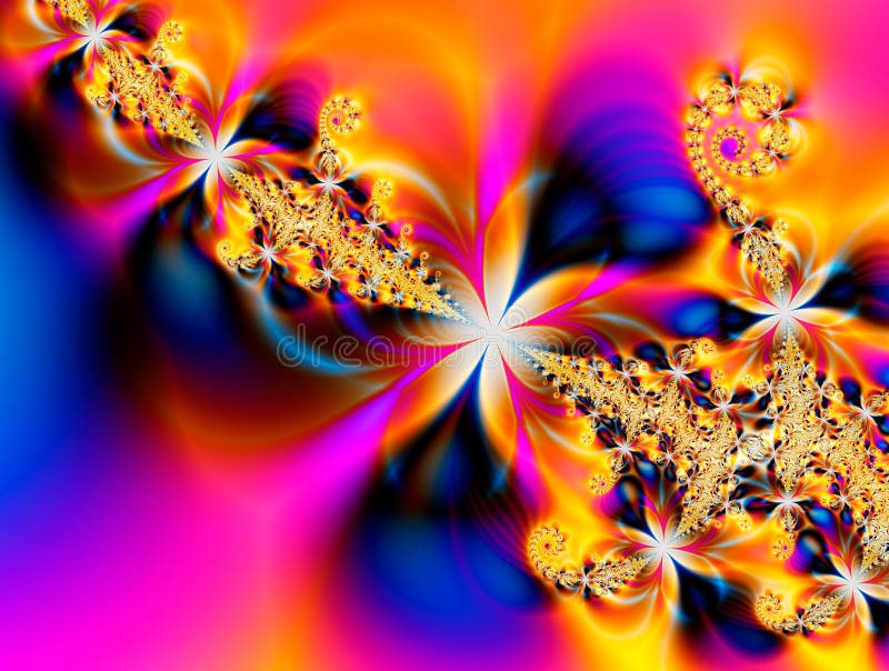 Fractal - Tropical Flowers and Spirals Stock Illustration ...