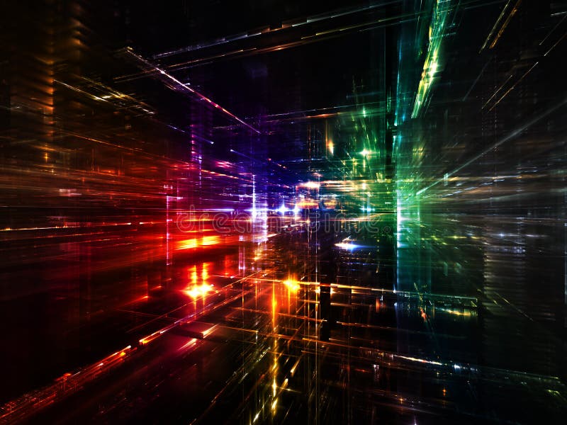 Sci-Fi Grunge Damaged Metallic Corridor Background Illuminated with ...