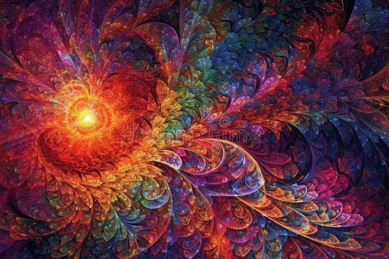 Colorful Abstract Painting of Fractals Stock Illustration ...