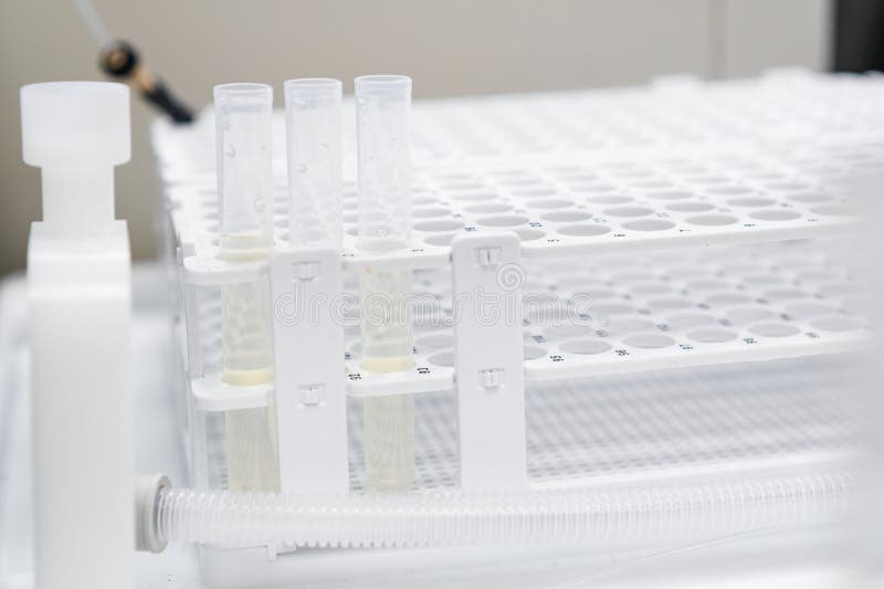 Fraction Collector with Tubes Connected To HPLC Stock Photo - Image of ...