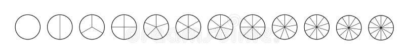 Fraction Mathematics. Circle Segments Set Stock Vector - Illustration ...