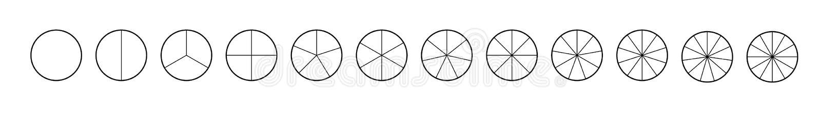 Fraction. Segmented Circles Set Isolated on a White Background.Big Set ...