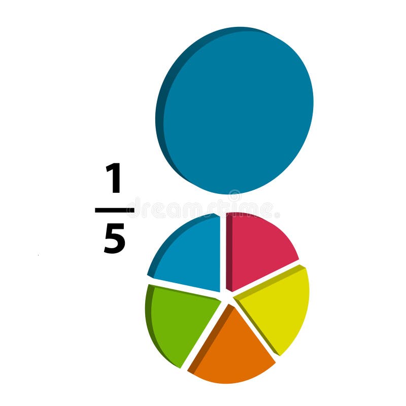 Fractions of Mathematics, Fractions Vector Round. Outline Round Parts ...