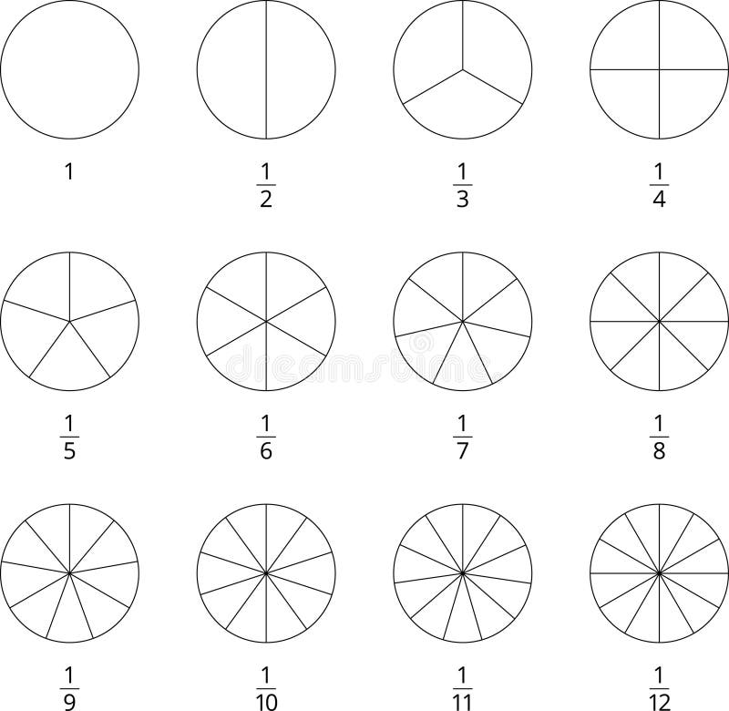 Circle Pie with Pieces. Segment Slice Set. Circles Divided in Segments ...