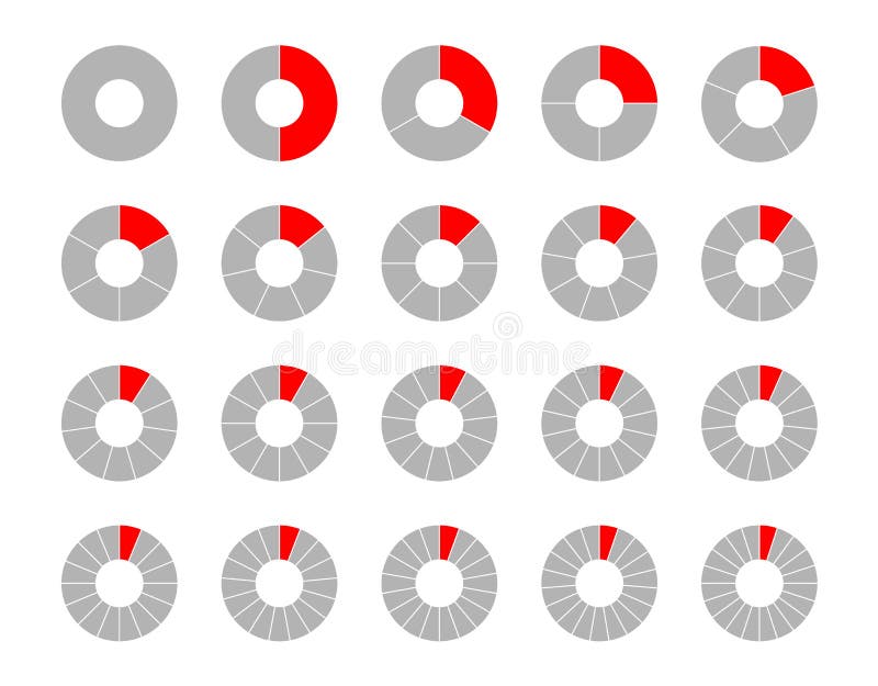 Fractions Vector Icons. Pie Chart Circles. Business Chart Elements ...