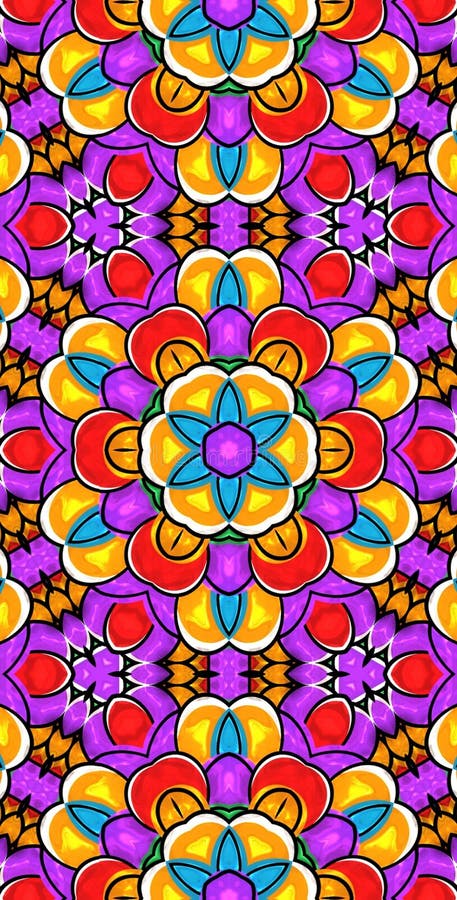 Fractodome Colorful Seamless Fractal Patterns Stock Illustration ...