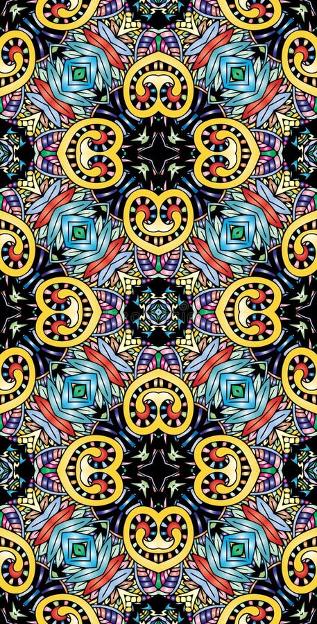 Fractodome Colorful Seamless Fractal Patterns Stock Illustration ...