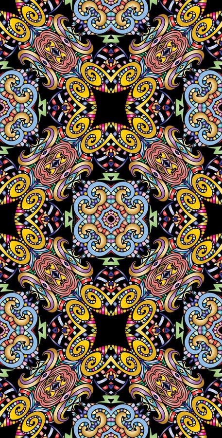 Fractodome Colorful Seamless Fractal Patterns Stock Illustration ...