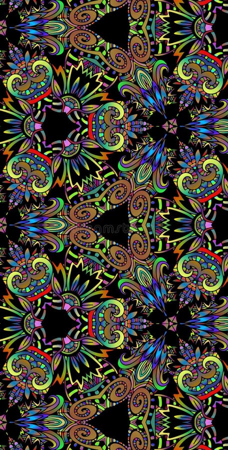 Fractodome Colorful Seamless Fractal Patterns Stock Illustration ...