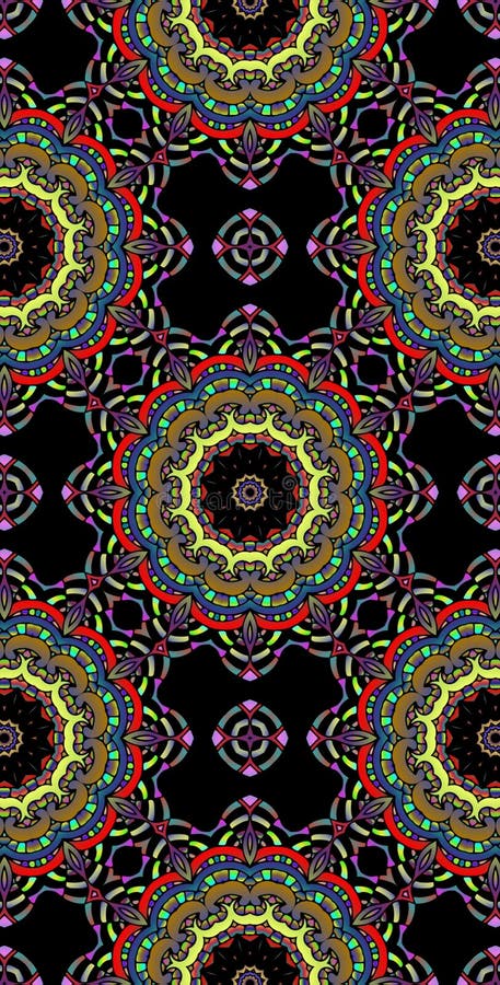 Fractodome Colorful Seamless Fractal Patterns Stock Illustration ...