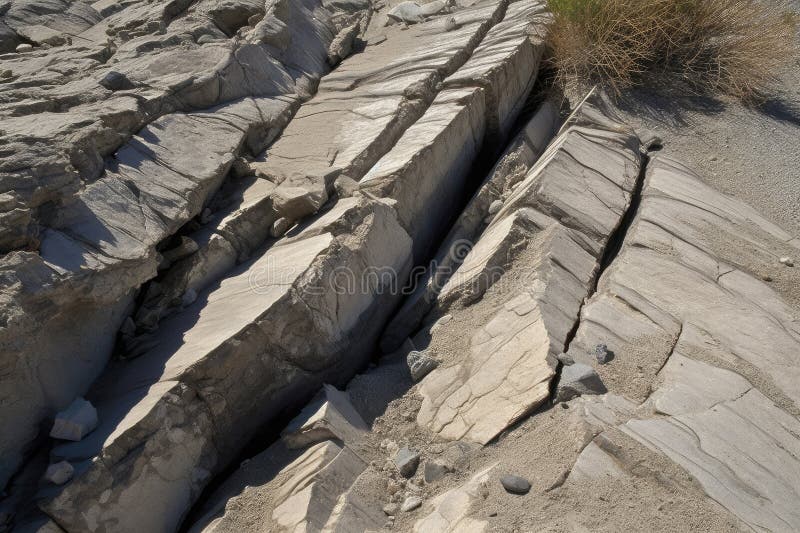 Fracture in Solid Rock, with Exposed Fault Line Visible Stock ...
