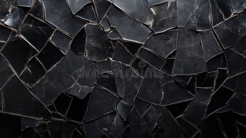 Fractured Black Canvas with Mosaic Patterns of Broken Pieces Stock ...