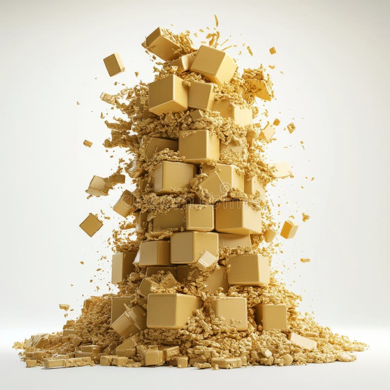 A Fractured Brick Wall, Fragmented, Exposing a Clear Area Stock Photo ...