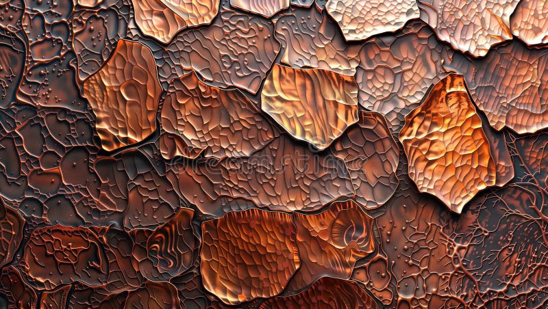 Fractured Copper Surface with Complex, Layered Patterns, Generative Ai ...