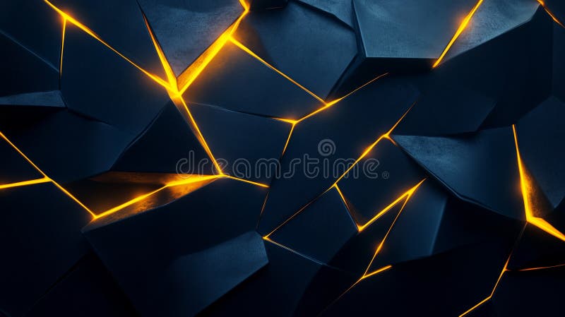 Fractured Dark Surface with Glowing Orange Lines Geometric Abstract ...